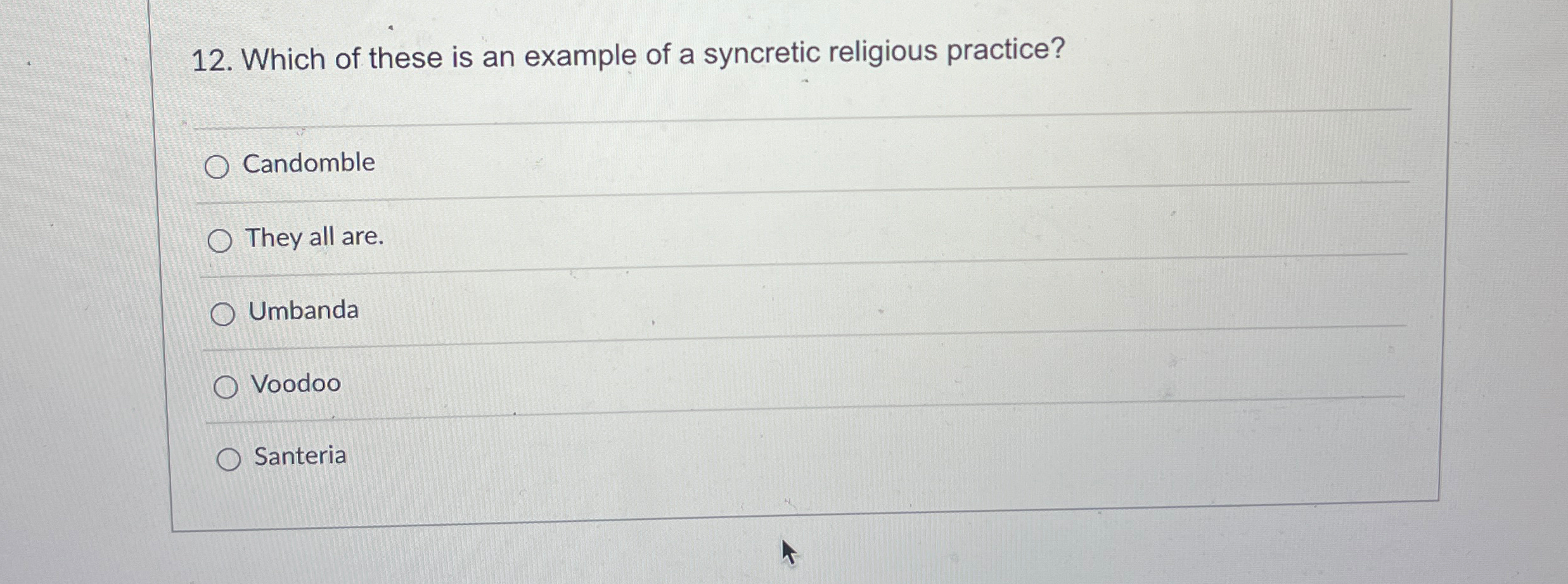Solved Which of these is an example of a syncretic religious | Chegg.com