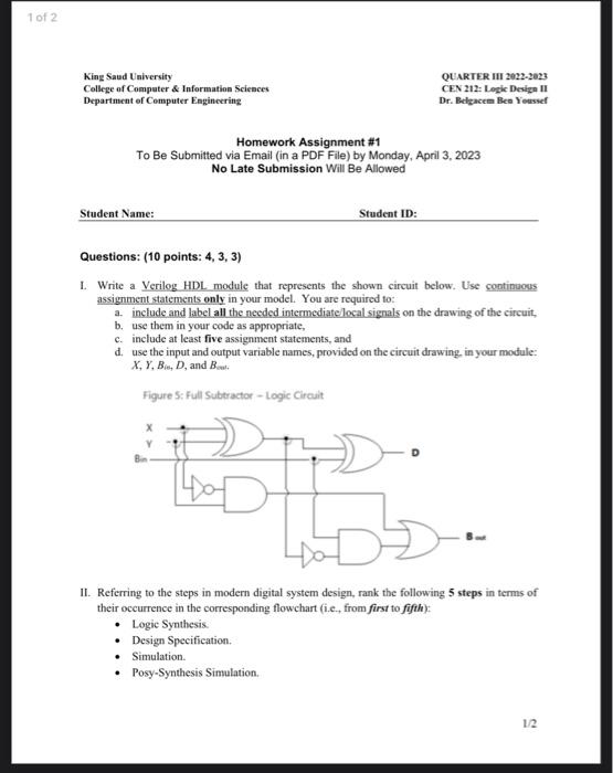 Solved Homework Assignment 1 To Be Submitted Via Email In