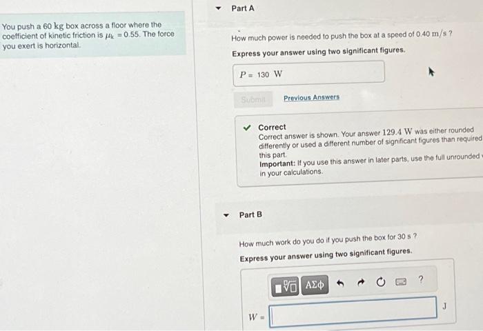 Solved You push a 60 kg box across a floor where the | Chegg.com