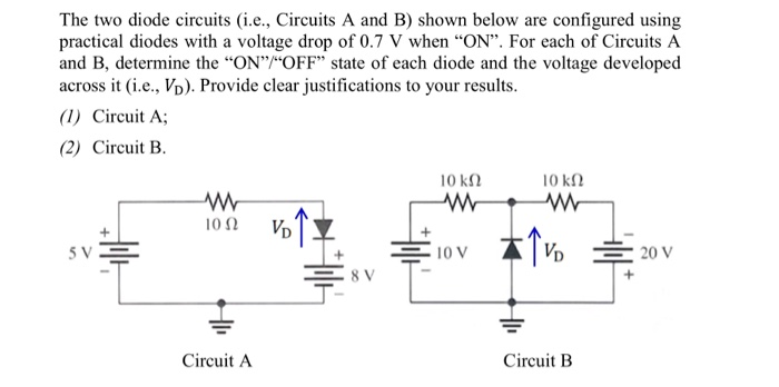 Solved The two diode circuits (i.e., Circuits A and B) shown | Chegg.com