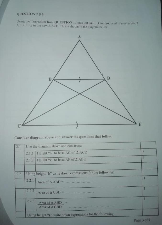 Solved Using the Trapezium from QUESTION I, lines CB and ED | Chegg.com