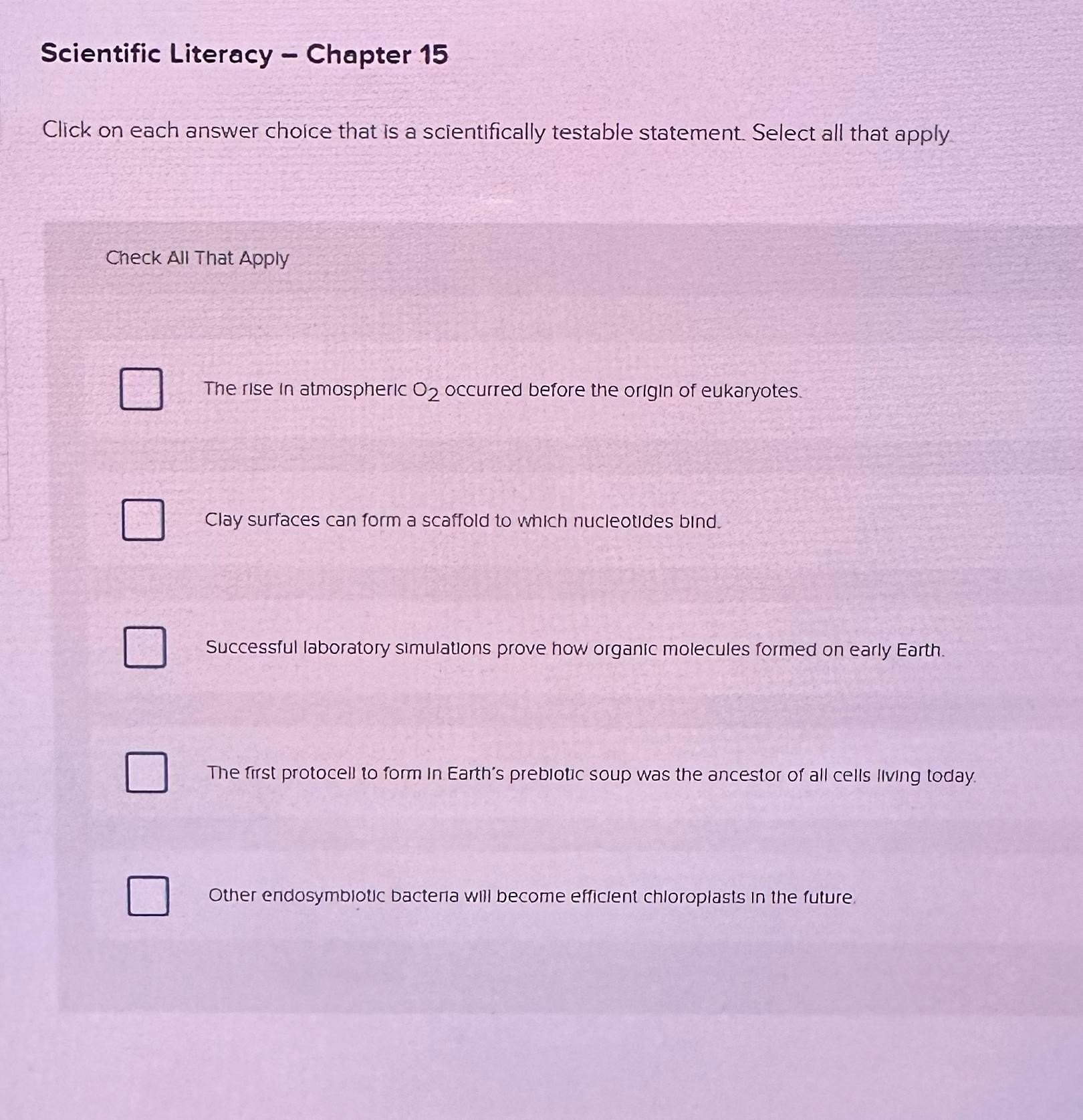 Solved Scientific Literacy - ﻿Chapter 15Click on each answer | Chegg.com