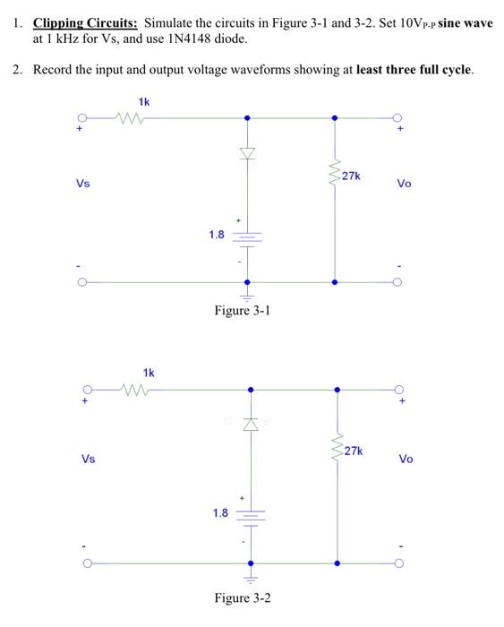 Solved 1. Clipping Circuits: Simulate the circuits in Figure | Chegg.com