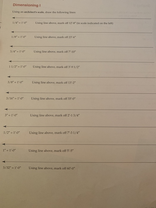 Solved Dimensioning Using an architect's scale, draw the | Chegg.com