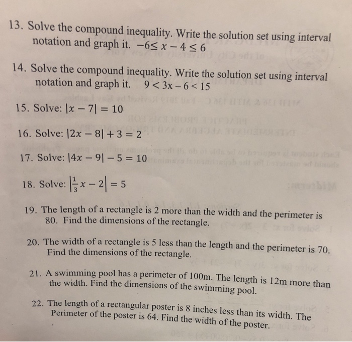 Solved 13. Solve the compound inequality. Write the solution | Chegg.com