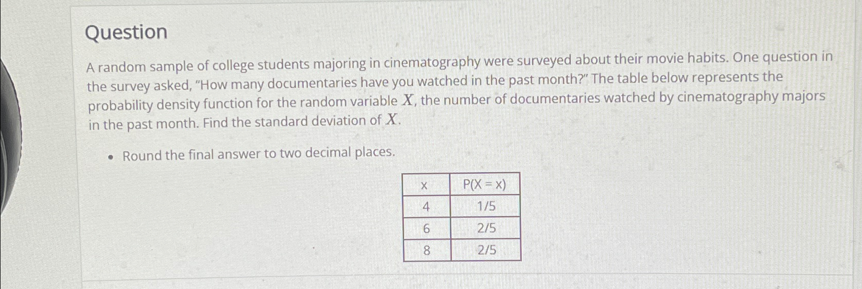 Solved QuestionA random sample of college students majoring | Chegg.com