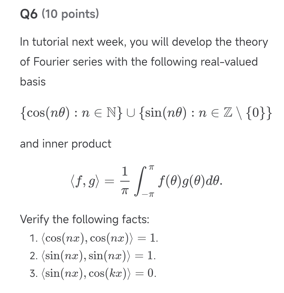 Solved Q6 (10 ﻿points)In tutorial next week, you will | Chegg.com