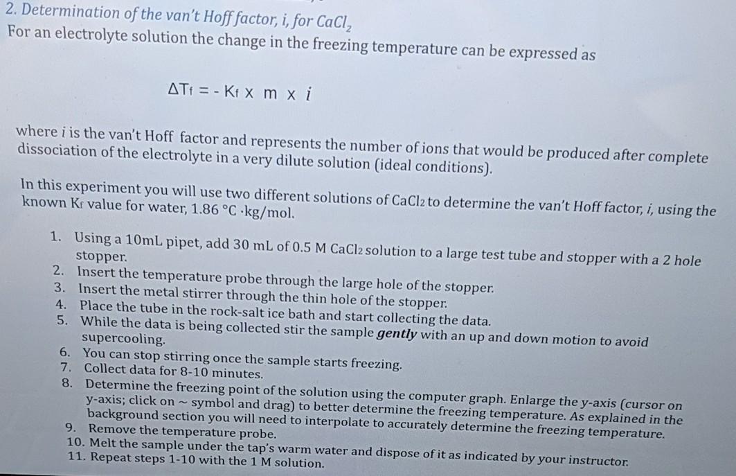 Solved part a: Compare your experimental Van't Hoff factor | Chegg.com