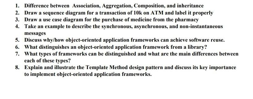Solved 1. Difference between Association, Aggregation, | Chegg.com