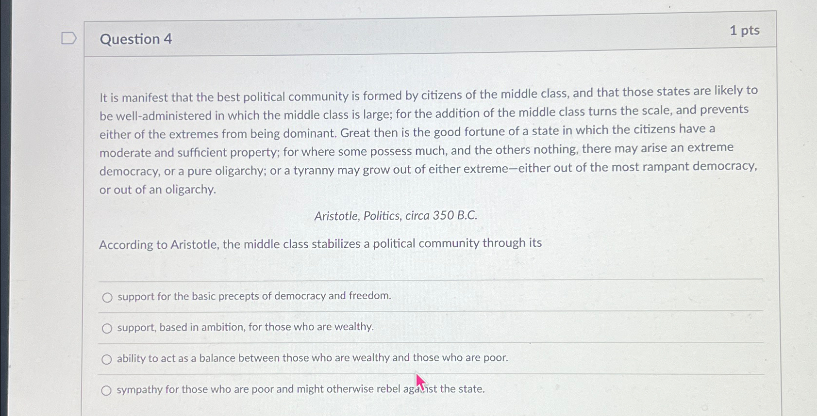 Solved Question 41 ﻿ptsIt is manifest that the best | Chegg.com