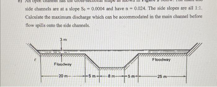 Solved side channels are at a slope S0=0.0004 and have | Chegg.com