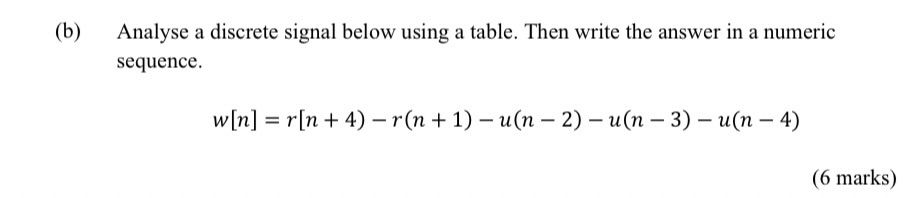 Solved (b) ﻿Analyse a discrete signal below using a table. | Chegg.com