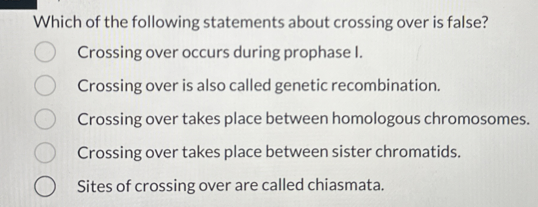 Solved Which of the following statements about crossing over | Chegg.com
