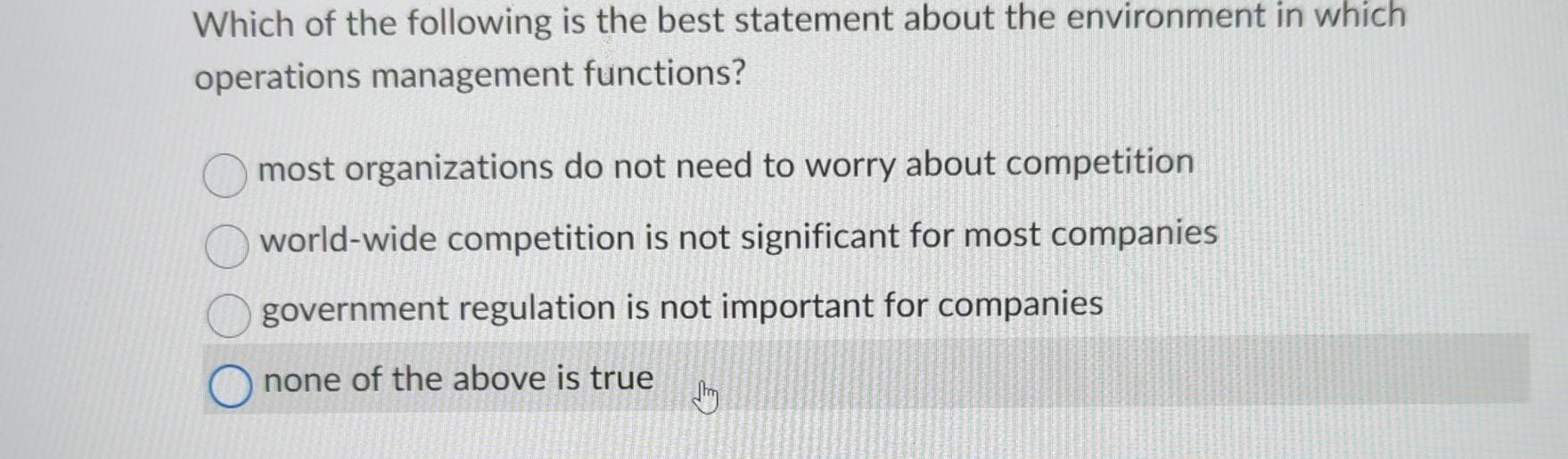 Solved Which of the following is the best statement about | Chegg.com