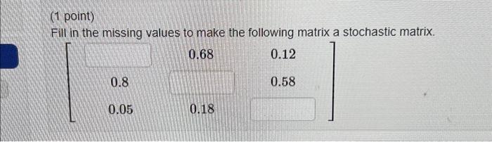 Solved Fill in the missing values to make the following | Chegg.com