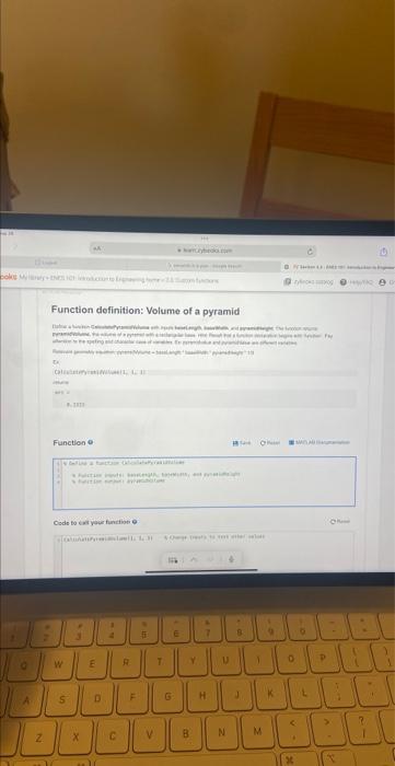 Solved Function definition: Volume of a pyramid to . 1111 | Chegg.com