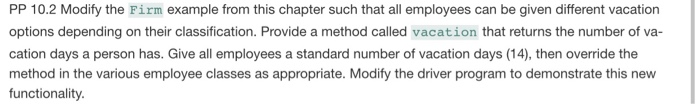 Solved PP 10.2 Modify the Firm example from this chapter | Chegg.com