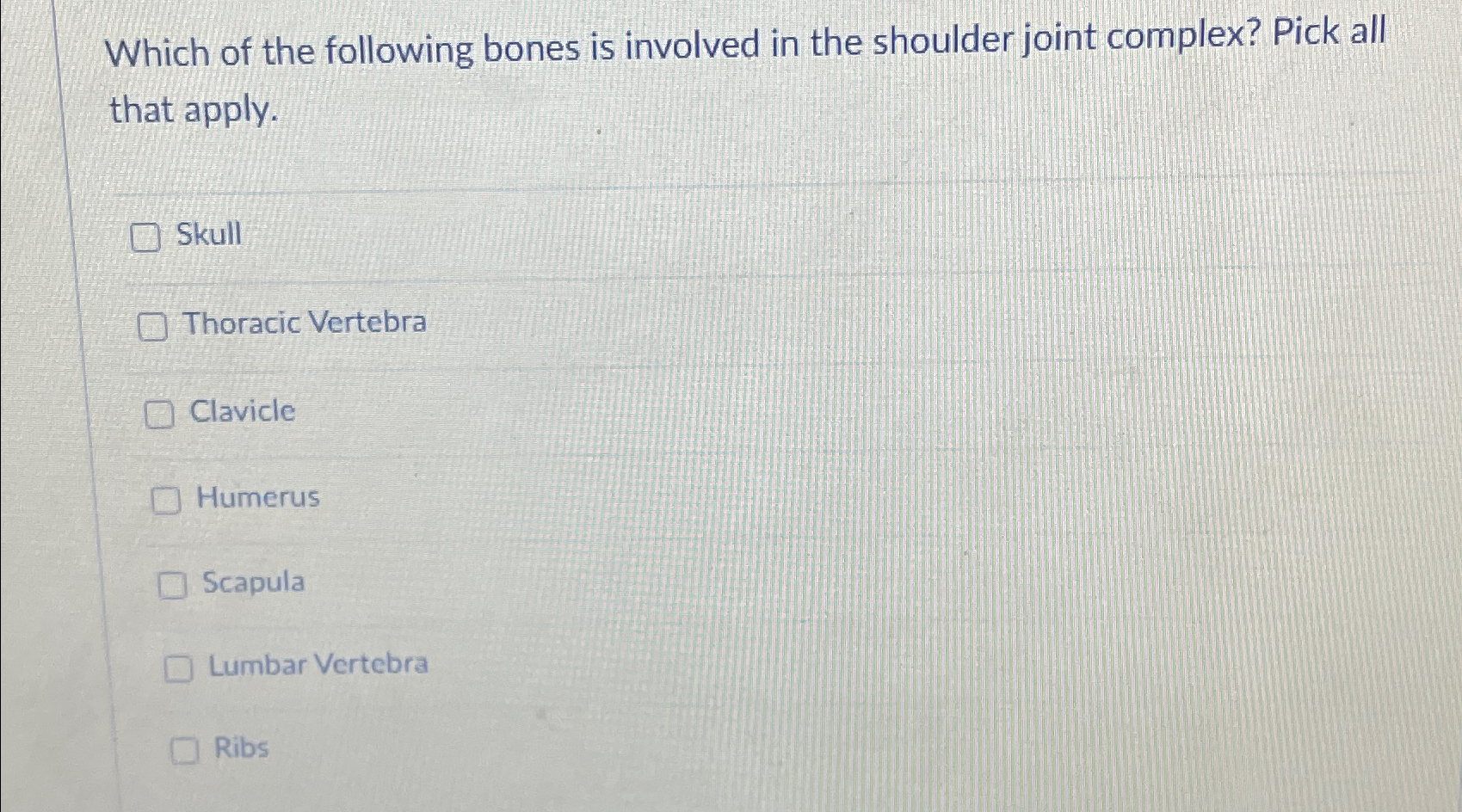 Solved Which of the following bones is involved in the | Chegg.com