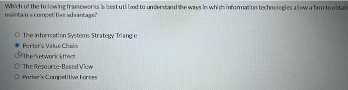 Solved Which of the following frameworks is best utilized to | Chegg.com