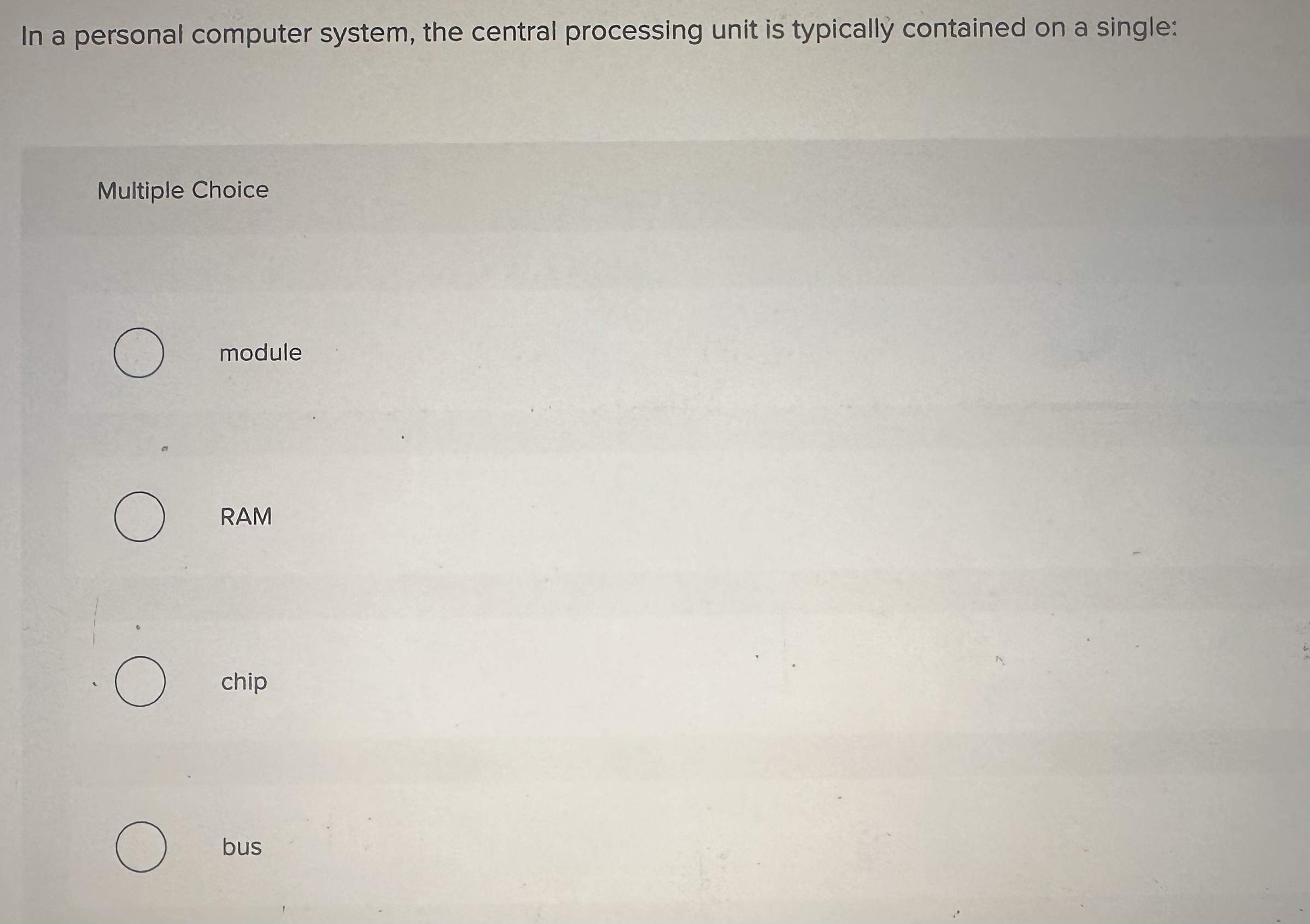 Solved In a personal computer system, the central processing | Chegg.com
