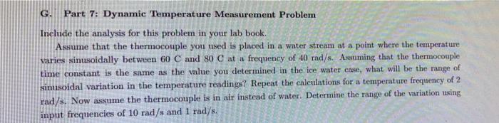 G. Part 7: Dynamic Temperature Measurement Problem | Chegg.com