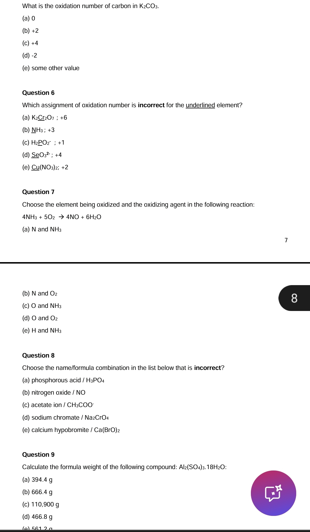 What is the oxidation number of carbon in | Chegg.com