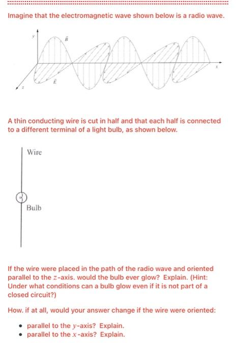 Solved Imagine that the electromagnetic wave shown below is | Chegg.com