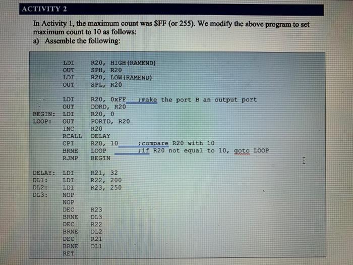 Solved a) Test the operation of an up-counter on your AVR | Chegg.com