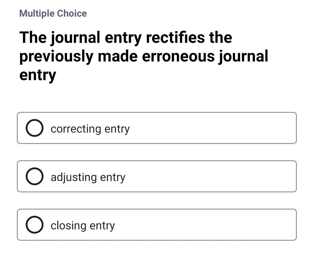 Solved Multiple Choice The journal entry rectifies the | Chegg.com