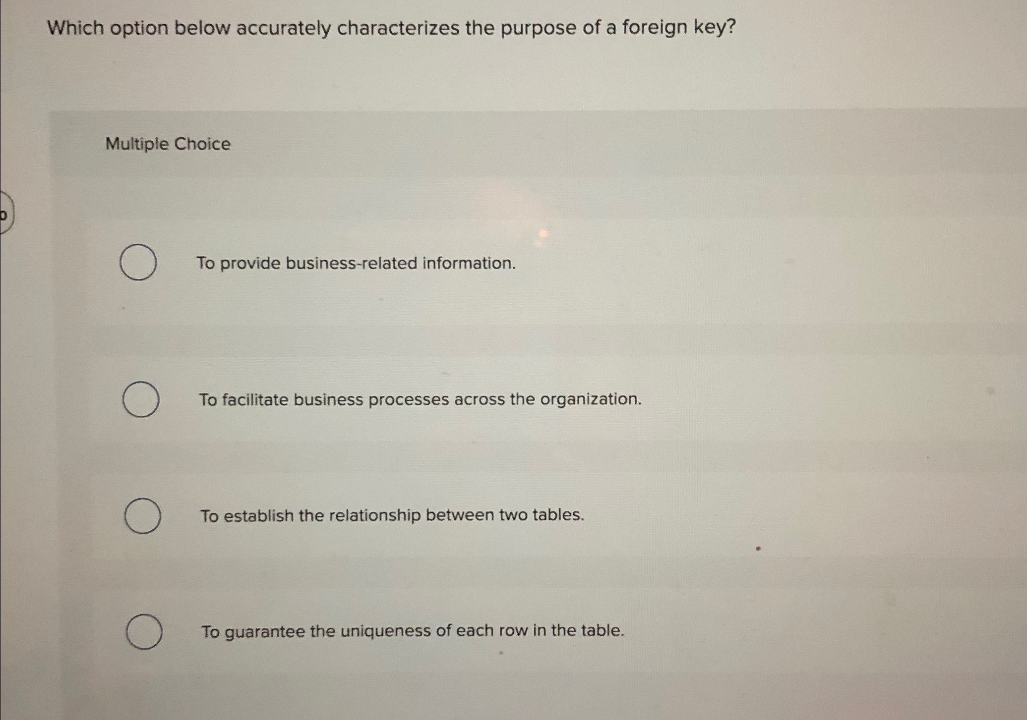 Solved Which option below accurately characterizes the | Chegg.com
