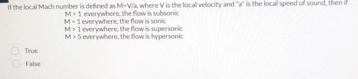 If the local Mach number is defined as M=Va, ﻿where V | Chegg.com