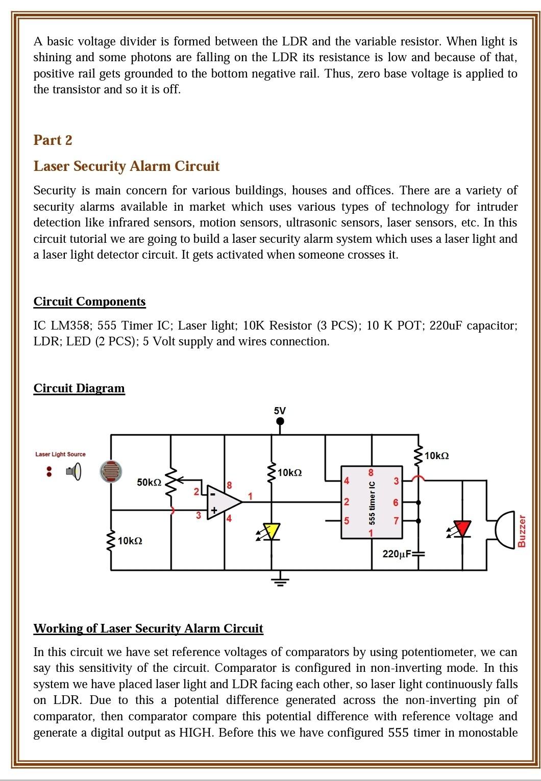 Part 1 LDR dark detector circuit An LDR or "Light | Chegg.com