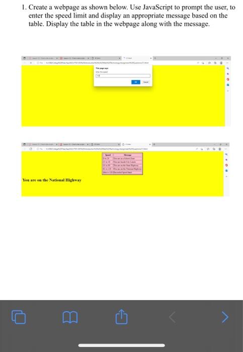 1. Create a webpage as shown below. Use JavaScript to | Chegg.com