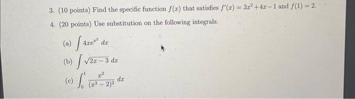 Solved 3. (10 points) Find the specific function f(x) that | Chegg.com