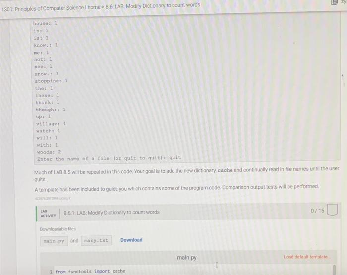 Solved 8.6.1: LAB Modify Dictionary to count wordsthis is | Chegg.com