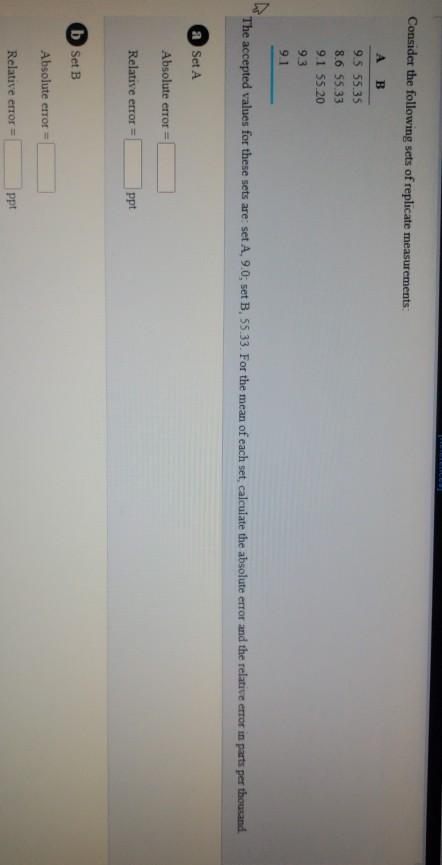 Solved Consider the following sets of replicate | Chegg.com