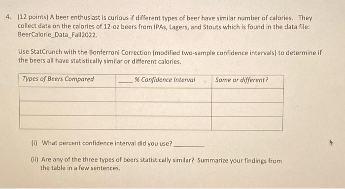 Solved \begin{tabular}{ccc} IPA & \multicolumn{2}{c}{ Lager | Chegg.com