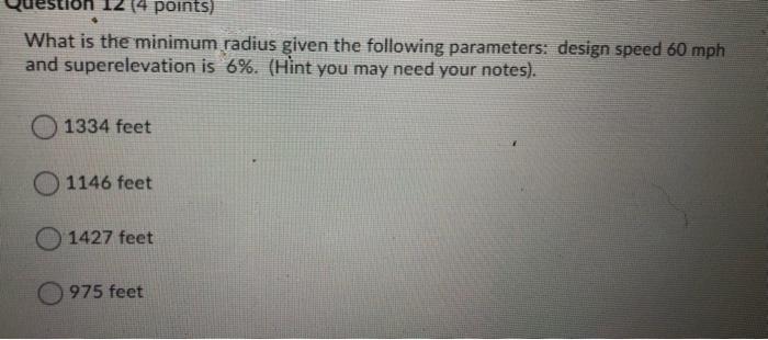 Solved points) What is the minimum radius given the | Chegg.com
