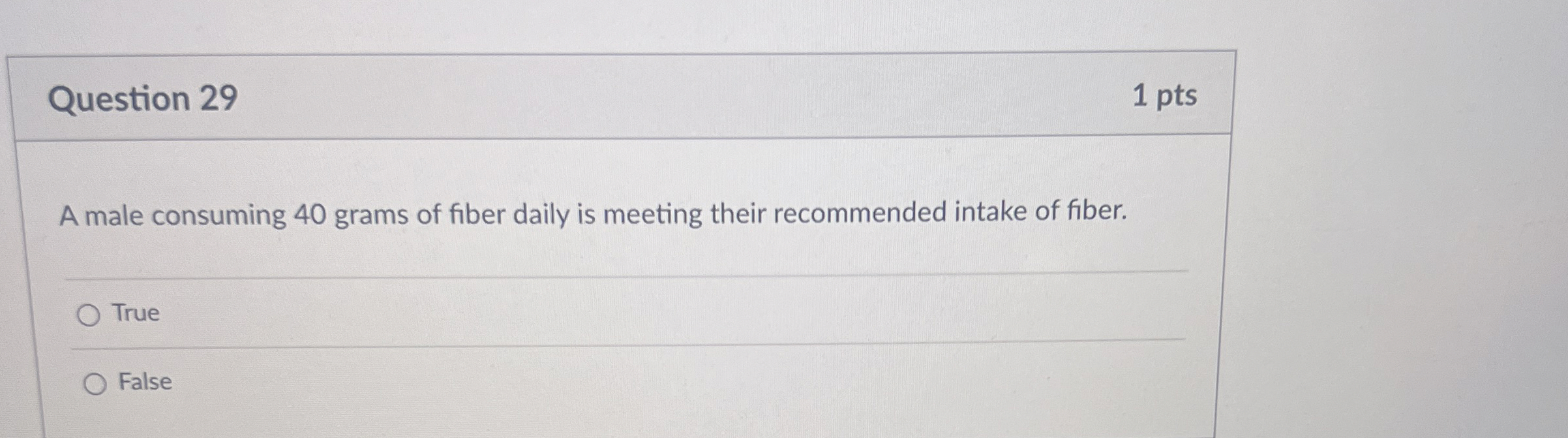 Solved Question 291 ﻿ptsA male consuming 40 ﻿grams of fiber | Chegg.com
