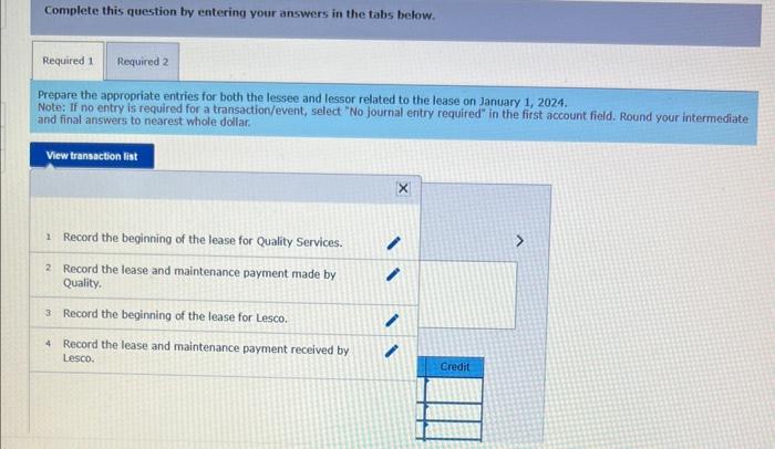 Solved On January 1, 2024, Lesco Leasing leased equipment to | Chegg.com