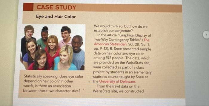 Solved CASE STUDY Eye and Hair Color We would think so, but | Chegg.com