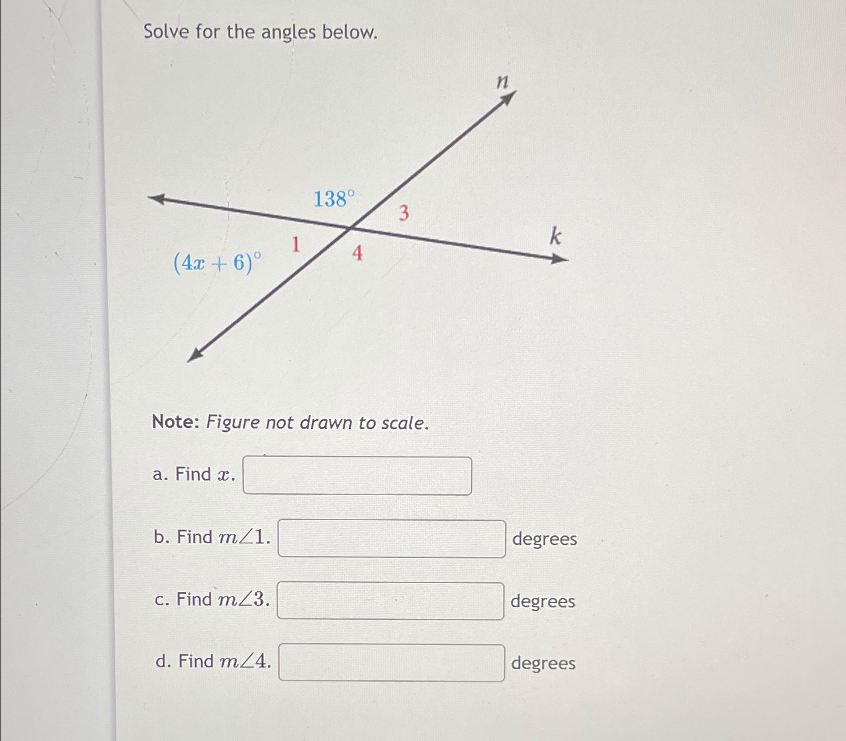 Solved Solve for the angles below.Note: Figure not drawn to | Chegg.com
