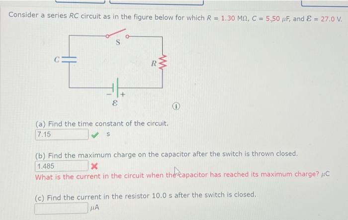 Solved Consider a series RC circuit as in the figure below | Chegg.com