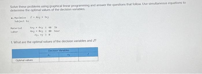 Solve These Problems Using Graphical Linear 