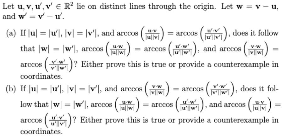 Solved Let u,v,u',v'inR2 lie on distinct lines through the | Chegg.com Solved Let u,v,u',v'inR2 lie on distinct lines through the | Chegg.com