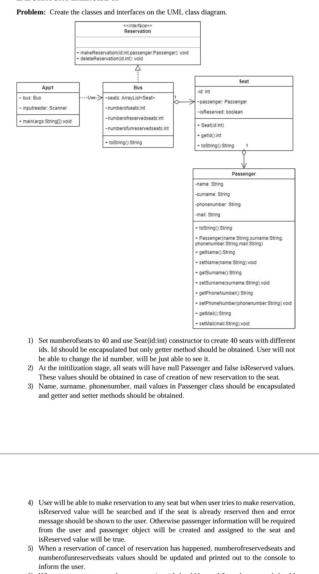 Solved Problem: In java Create the classes and interfaces | Chegg.com