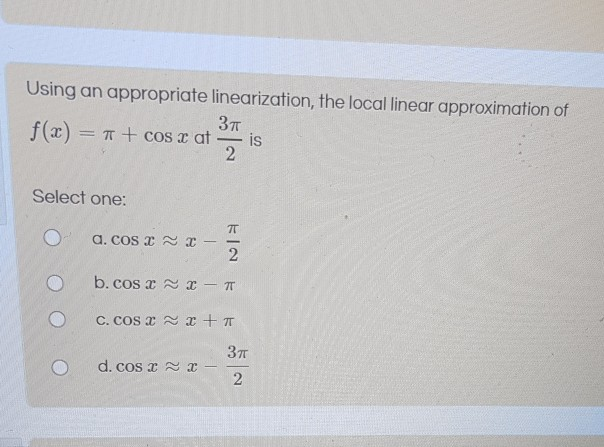Solved Using an appropriate linearization, the local linear | Chegg.com