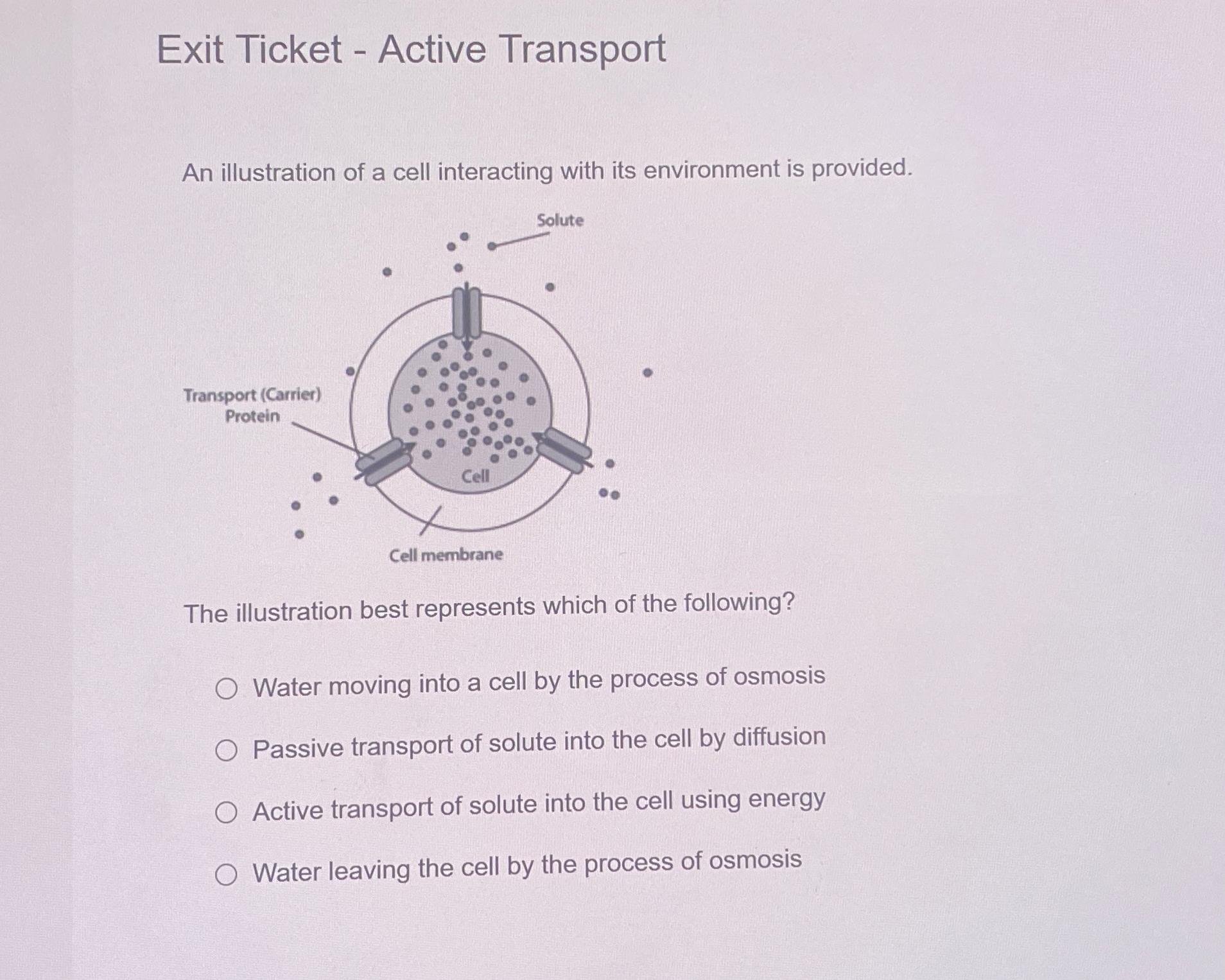 Solved Exit Ticket - ﻿Active TransportAn illustration of a | Chegg.com