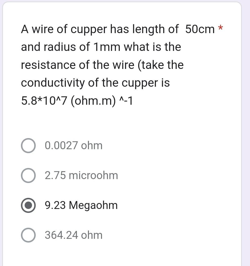 Solved A wire of cupper has length of 50cm * ﻿and radius of | Chegg.com