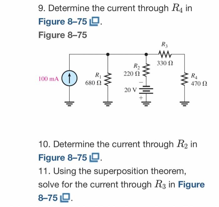 Solved 9 Determine The Current Through R4 In Figure 8 75 0